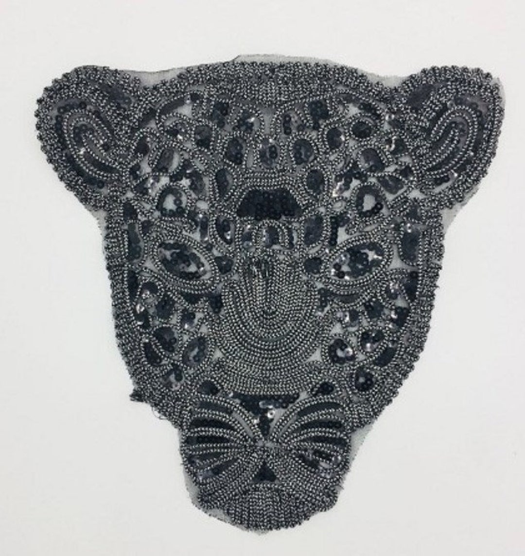 Sequined Beaded the Black Panther Patch Sew on Applique Sticker for ...