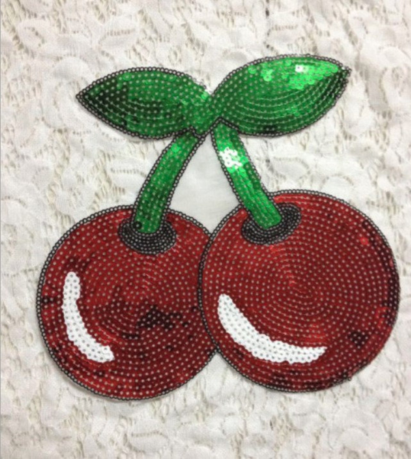 Sequined the Cherry Patch Sew on Applique Sticker for Clothing Bling ...