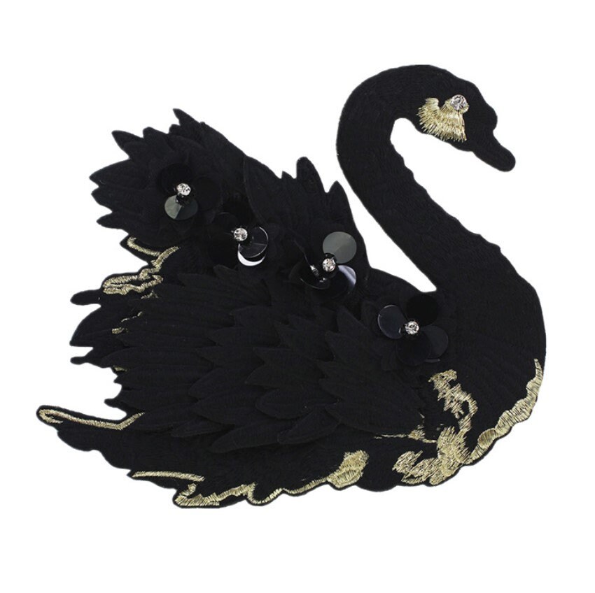 Embroidery the Black White Swan Patch Sew on Applique Sticker - Etsy