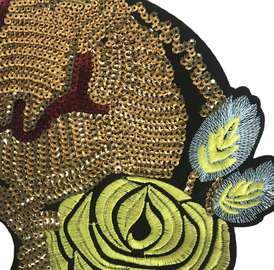 Sequined Skull Head Patch, Iron on Patches Embroidery Applique Sticker ...