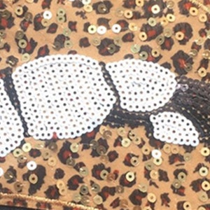 Sequined Tower Embroidery Leopard the Lip Patch Sew on Applique Sticker ...