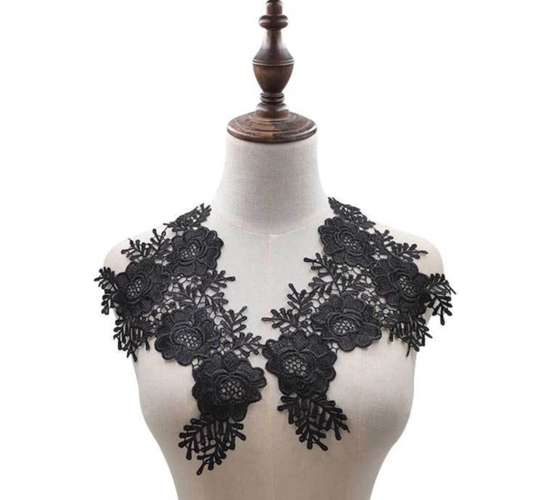 Lace Collar Applique, Flower Patch, Embrodiered Aplique, Vintage Style ...