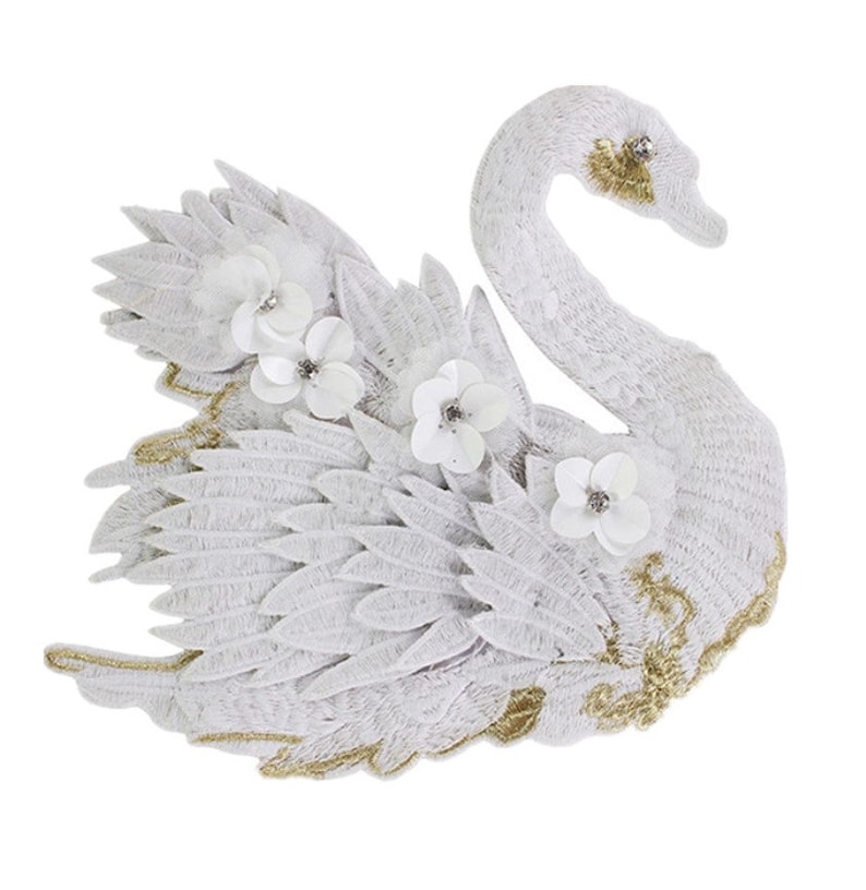 Embroidery the Black White Swan Patch Sew on Applique Sticker - Etsy