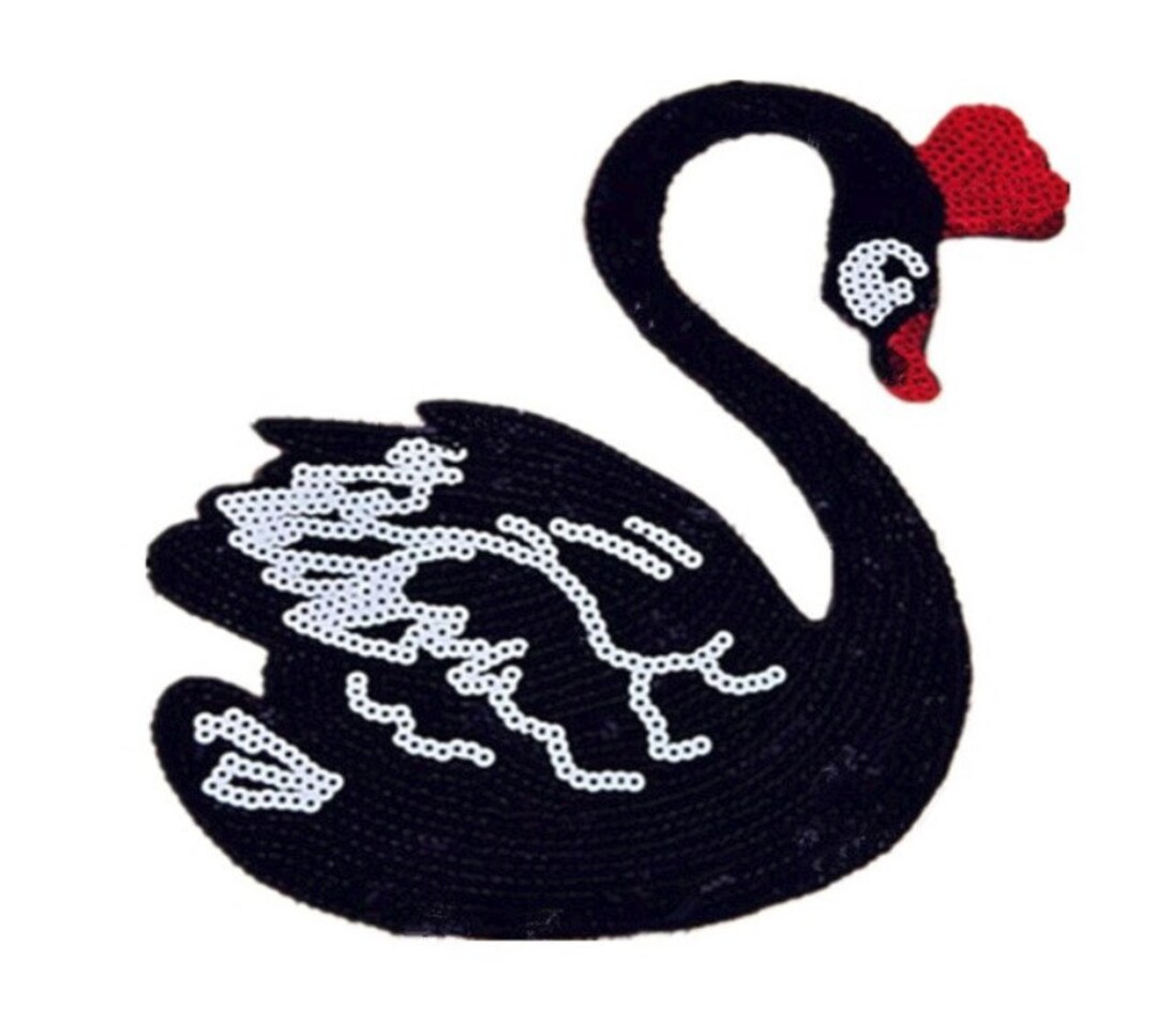 Sequined Black Swan Patch, Iron on Patches Sew on Applique Sticker for ...