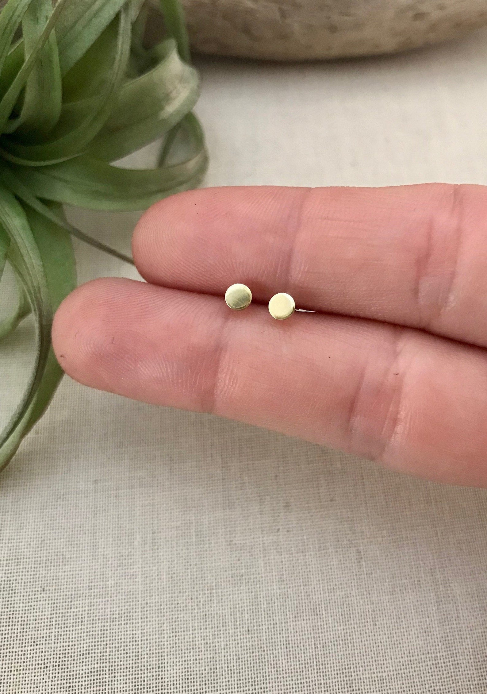 Tiny 3mm Circle Dot Stud Earrings in Gold. Sterling Silver - Etsy