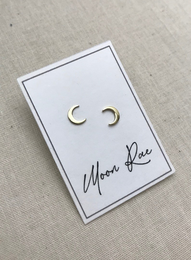 Tiny Crescent Moon Stud Earrings in Gold. Sterling Silver - Etsy