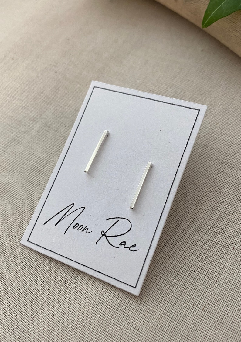 Sterling Silver Bar Stud Earrings - Minimalist Line Jewelry - Etsy