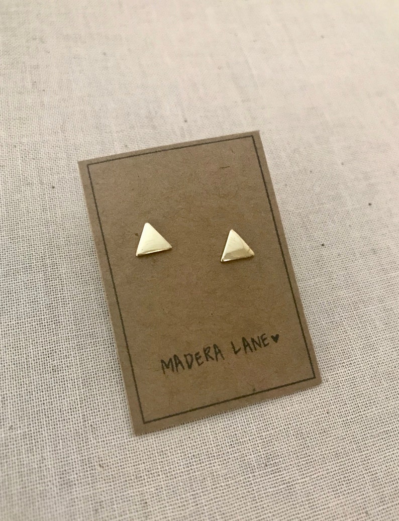 Small Triangle Stud Earrings Gold. Sterling Silver Posts. Geometric ...