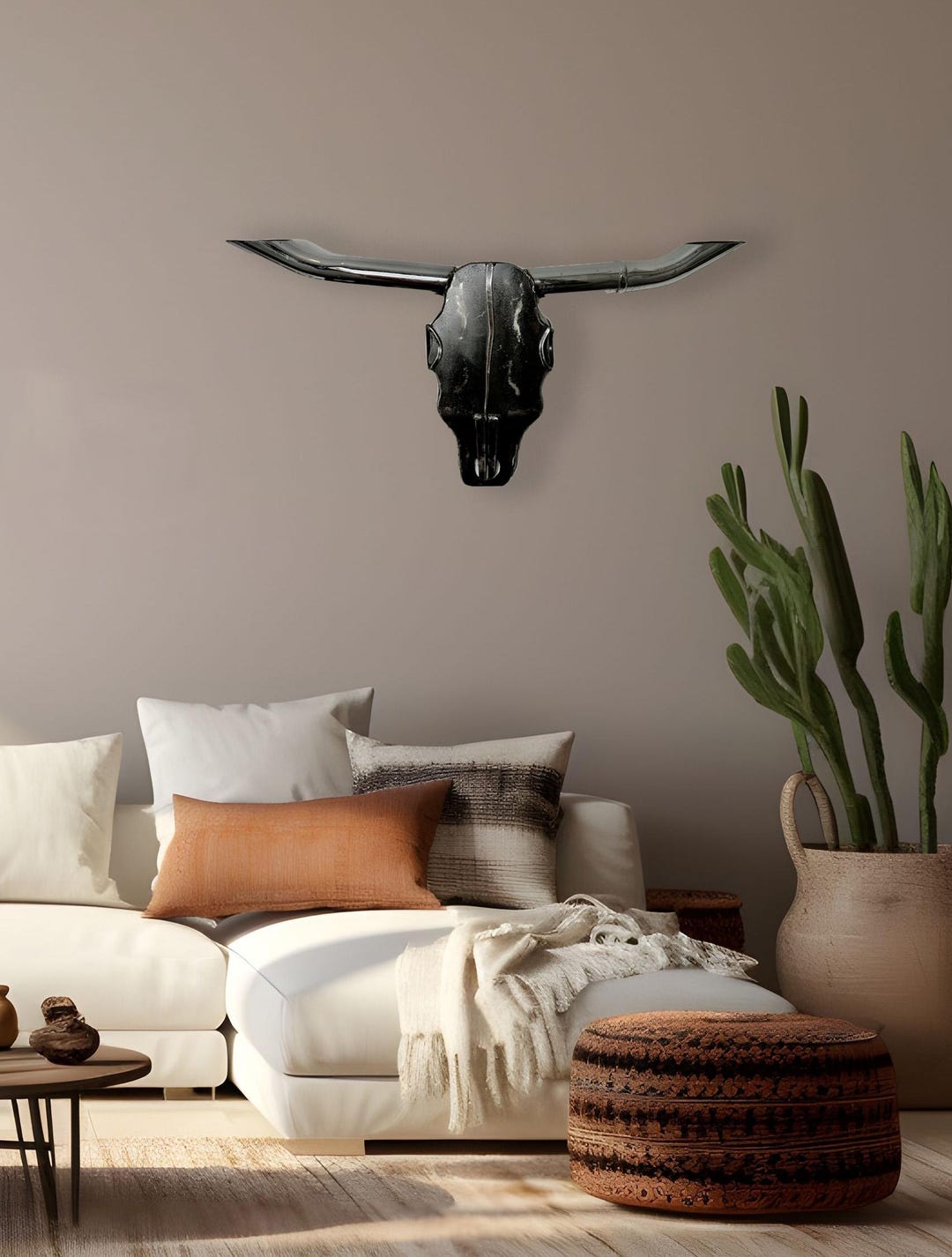 Steer Skull Sculpture-faux Taxidermy-cow Wall Hanging-western Art ...