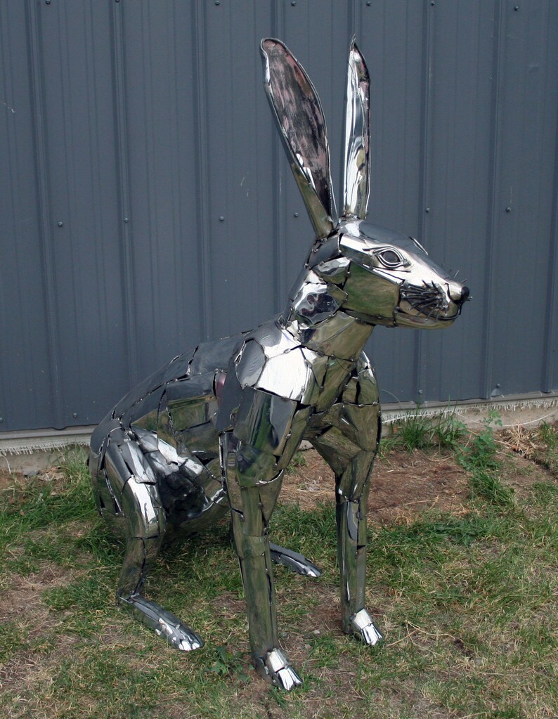 Rabbit Sculpture Metal Animal Figurine Wildlife Art Outdoor Art ...