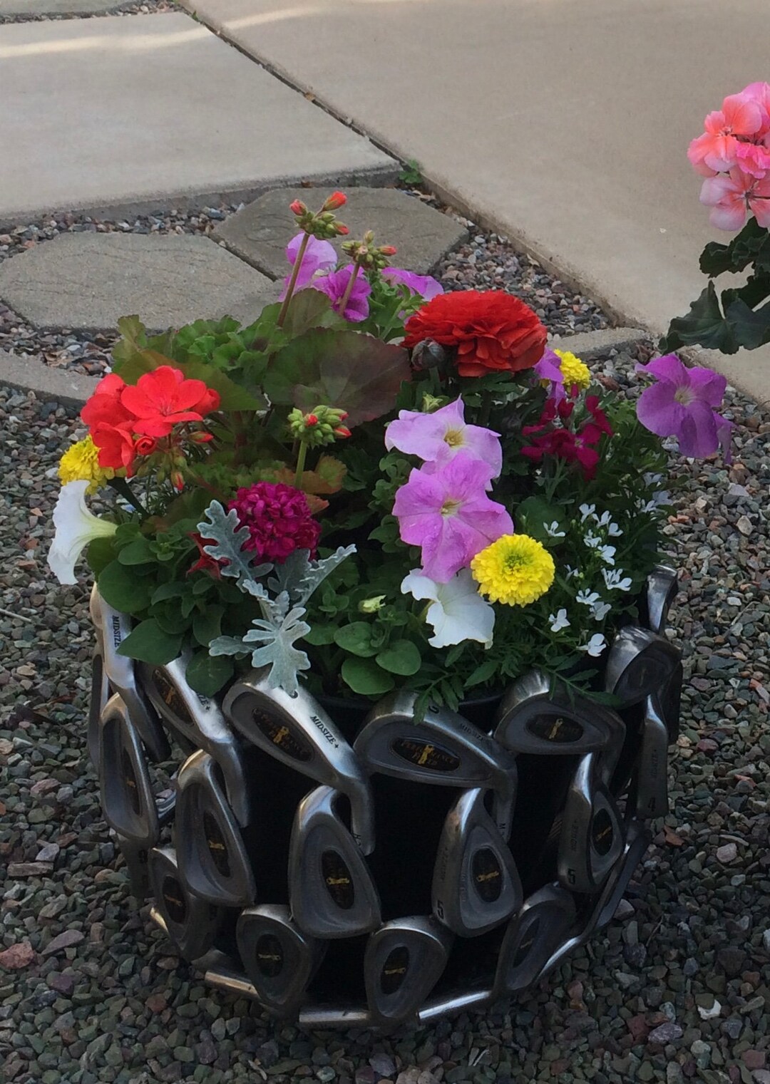 Flower Pot Scrap Metal Art Folk Art Unique Art Eclectic Art Golf Art ...