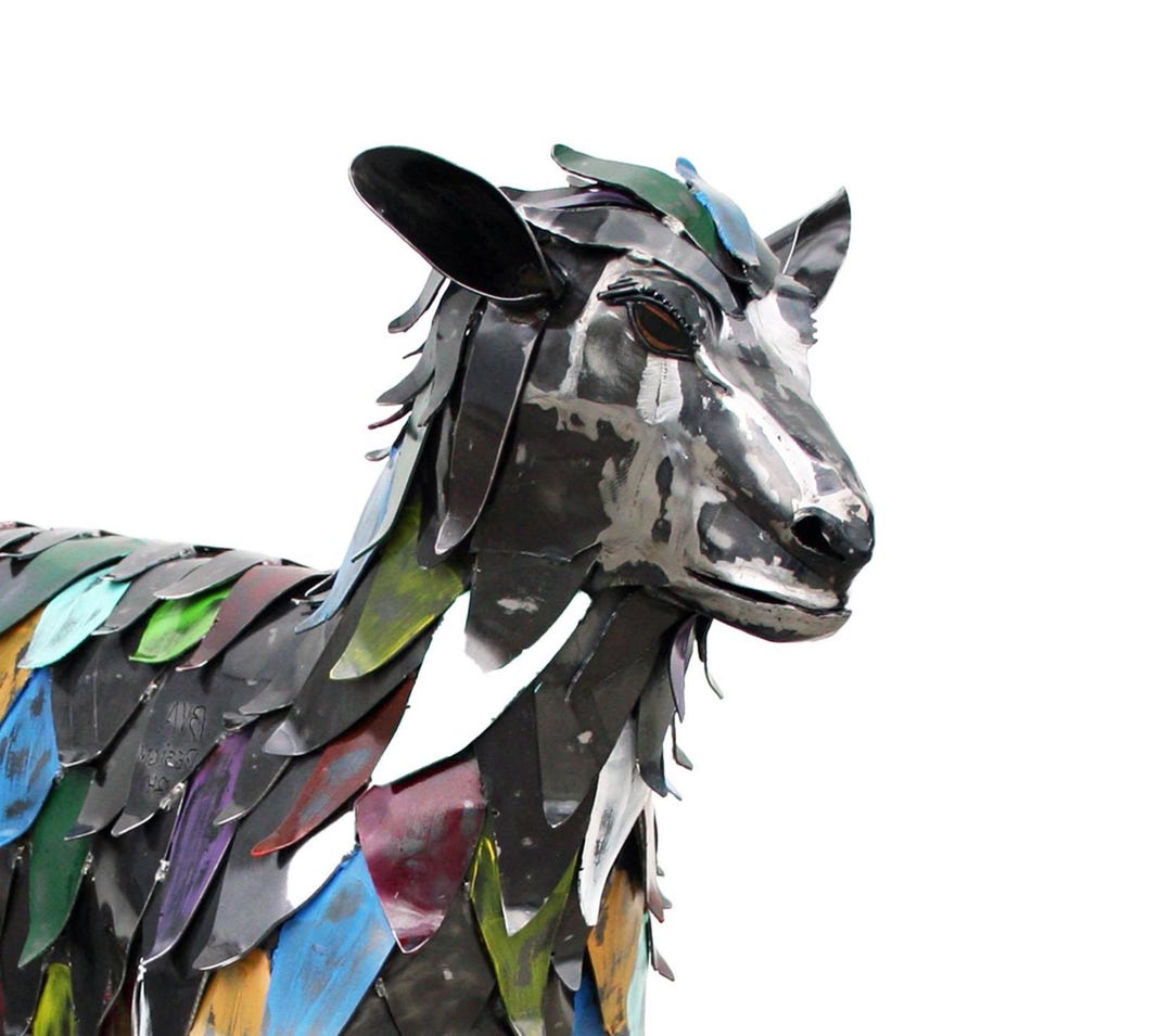 Recycled Metal Sheep Sculpture: Folk Art Garden Decor - Etsy