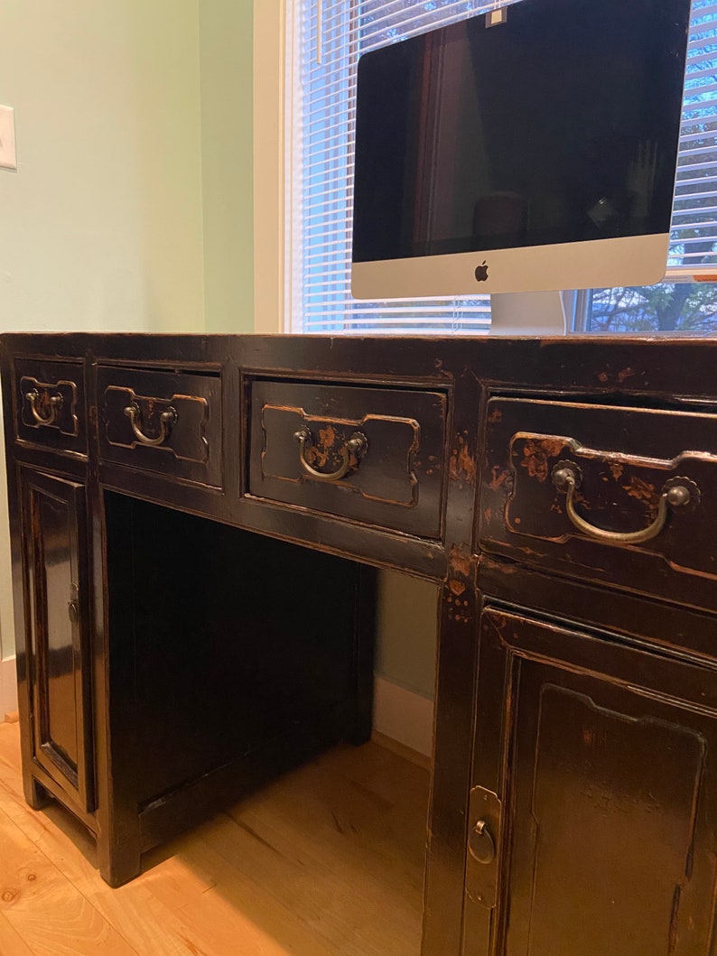 19th Century Antique Chinese Asian Elm Wood Qing Dynasty Desk, Circa ...
