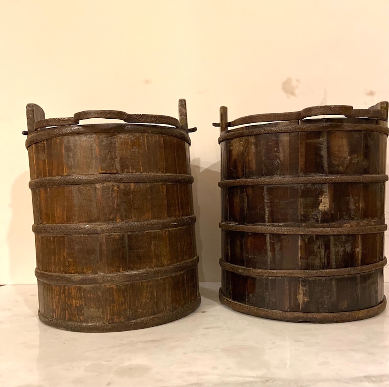 1800's Chinese Antique Pair of Buckets ~ 19th Century ~ Qing Dynasty ...