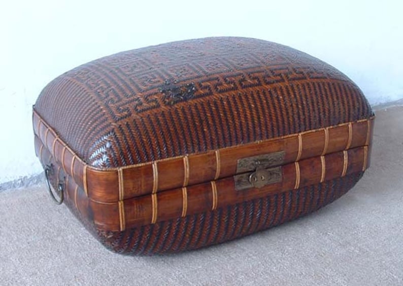 Antique Chinese Asian Bamboo and Rattan Traveling Suitcase Circa 1880's ...