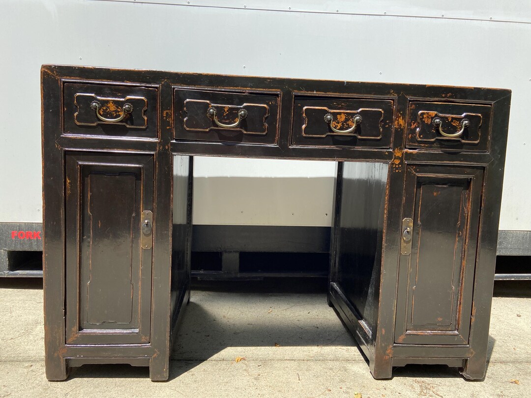 19th Century Antique Chinese Asian Elm Wood Qing Dynasty Desk, Circa ...