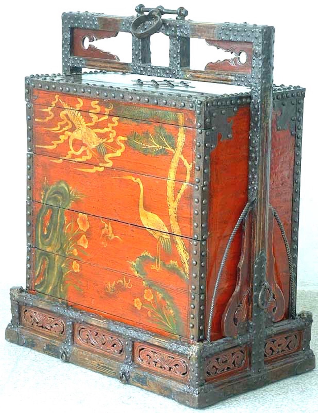 19th Century Chinese Antique Painted Wedding Gift Box Asian Drawer ...