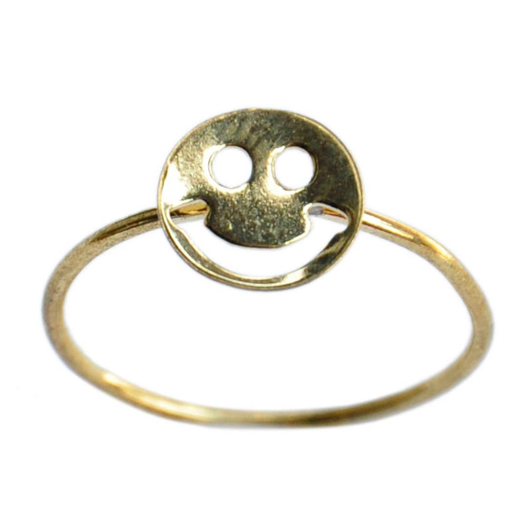 SMILEY FACE Handmade Brass Gold Ring - Etsy