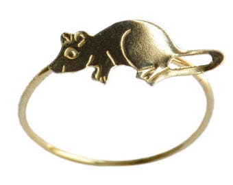 Mouse Rat 18kt Gold and Pearl Animal Ring - Etsy