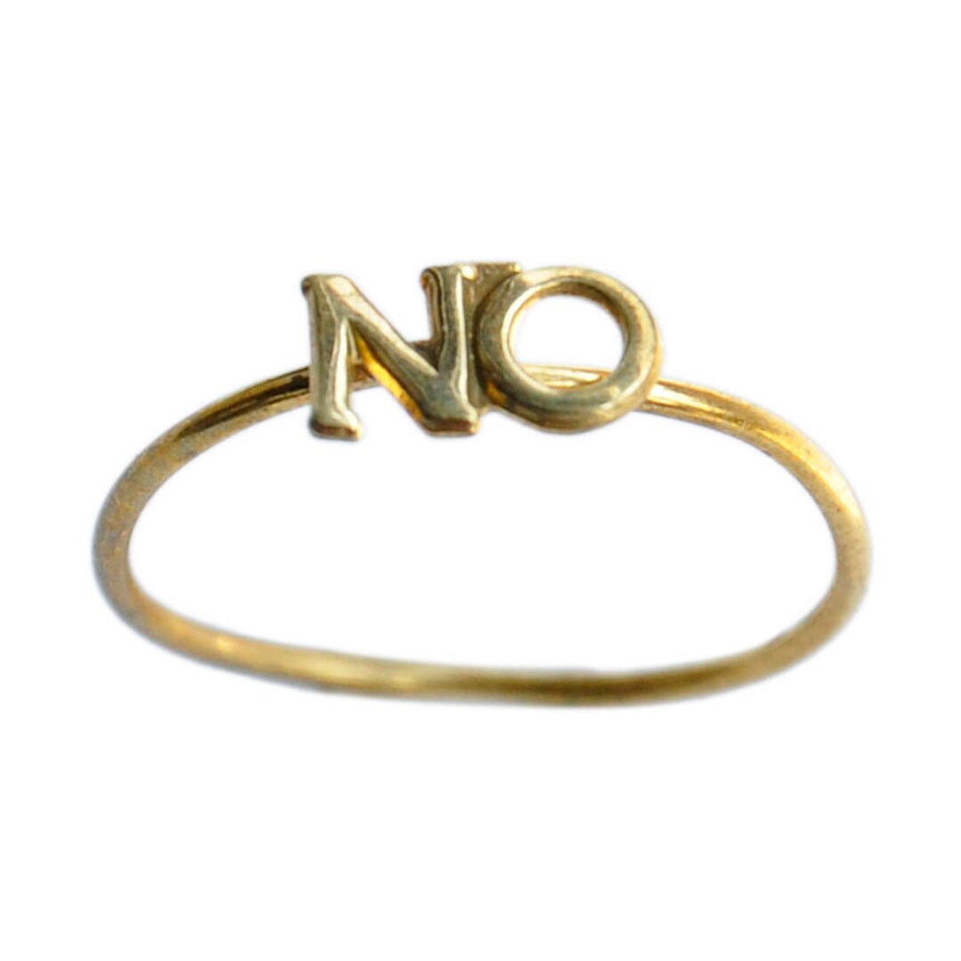 NO Handmade Brass Gold Words Ring - Etsy