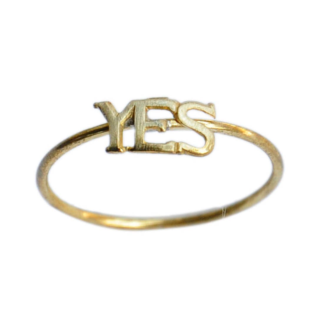 YES Handmade Brass Gold Words Ring - Etsy
