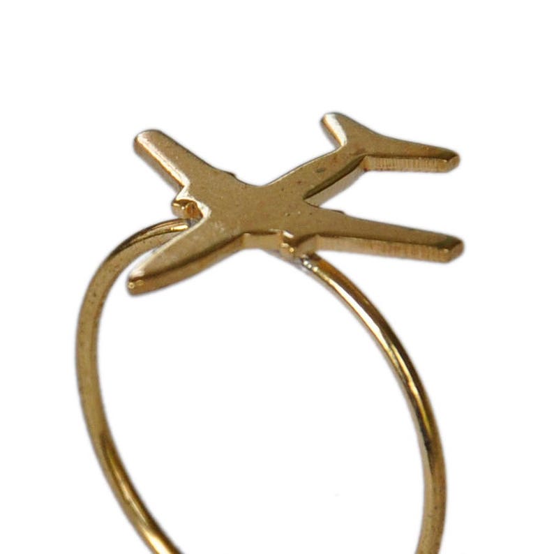 AIRPLANE PLANE Handmade Brass Gold Ring - Etsy