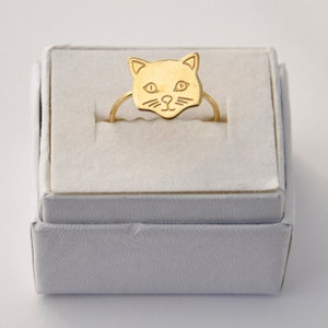CAT KITTEN FACE Handmade Brass Gold Ring - Etsy