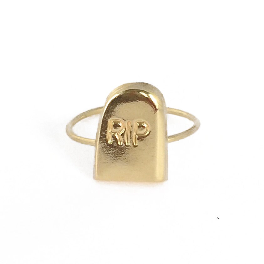 RIP HEADSTONE GRAVEYARD Handmade Brass Gold Ring | Etsy
