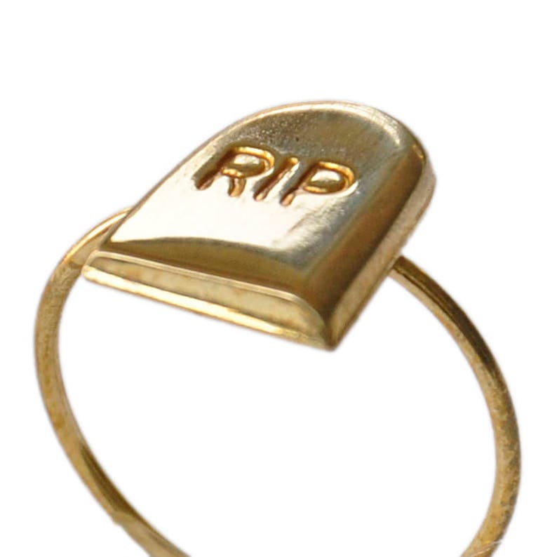 RIP HEADSTONE GRAVEYARD Handmade Brass Gold Ring - Etsy