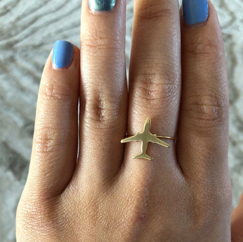 AIRPLANE PLANE Handmade Brass Gold Ring - Etsy