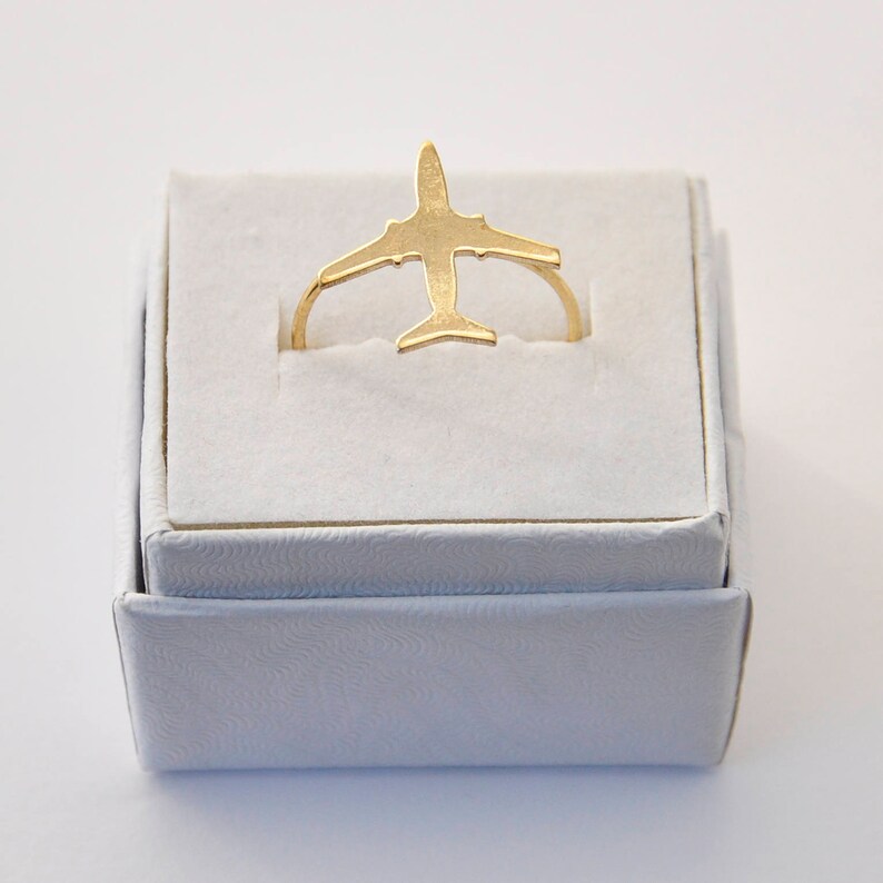 AIRPLANE PLANE Handmade Brass Gold Ring - Etsy
