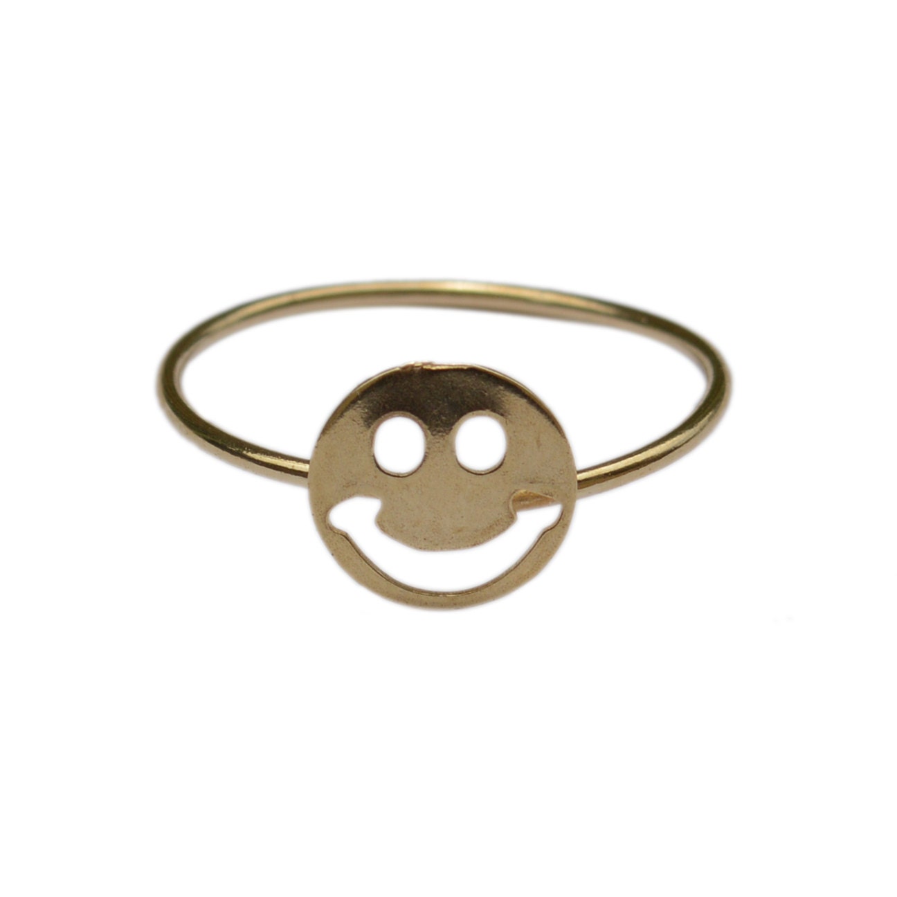 SMILEY FACE Handmade Brass Gold Ring - Etsy