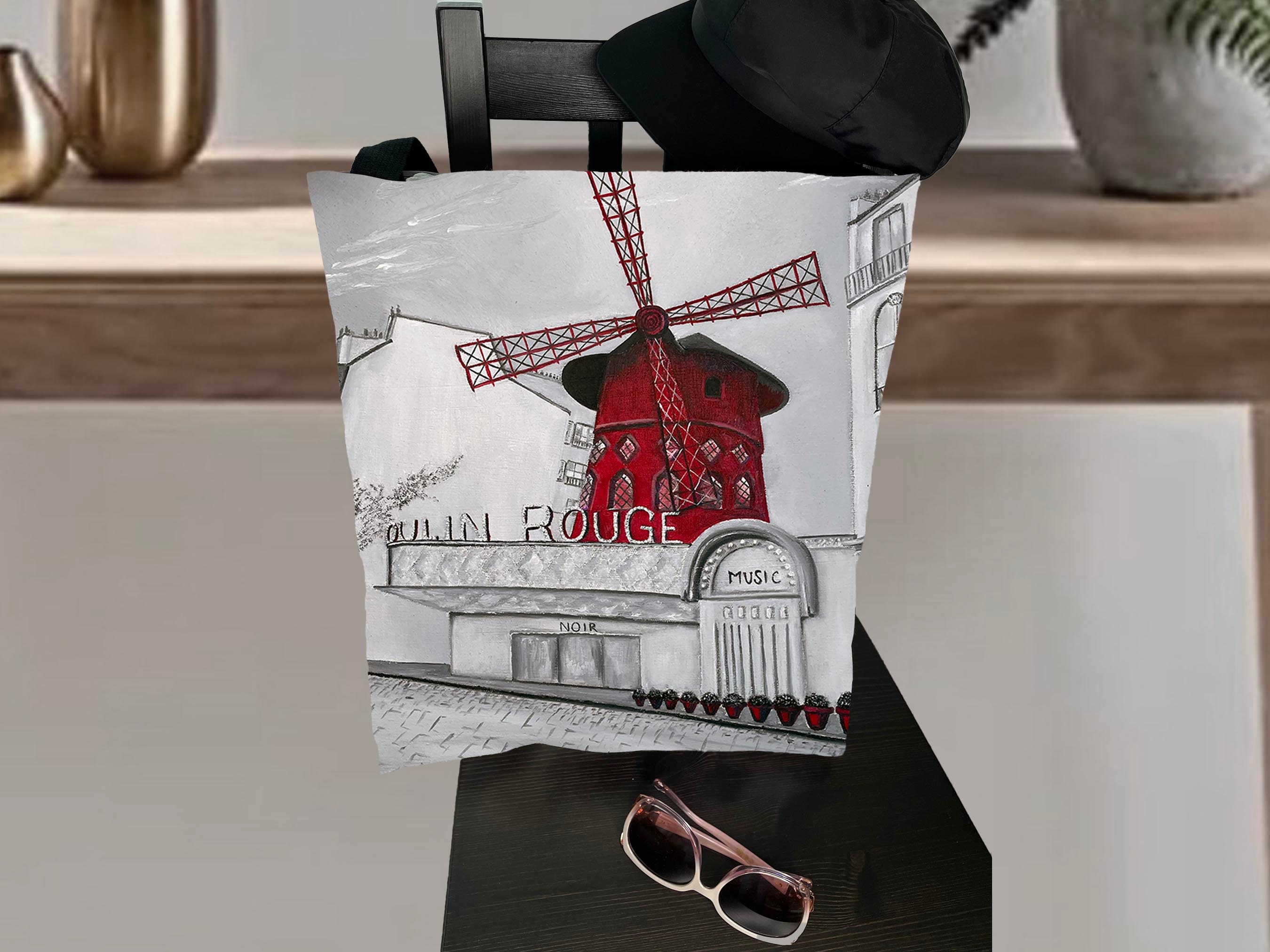 Paris Moulin Rouge Custom Tote Bag, Moulin Travel Tote, Party Bag AOP ...