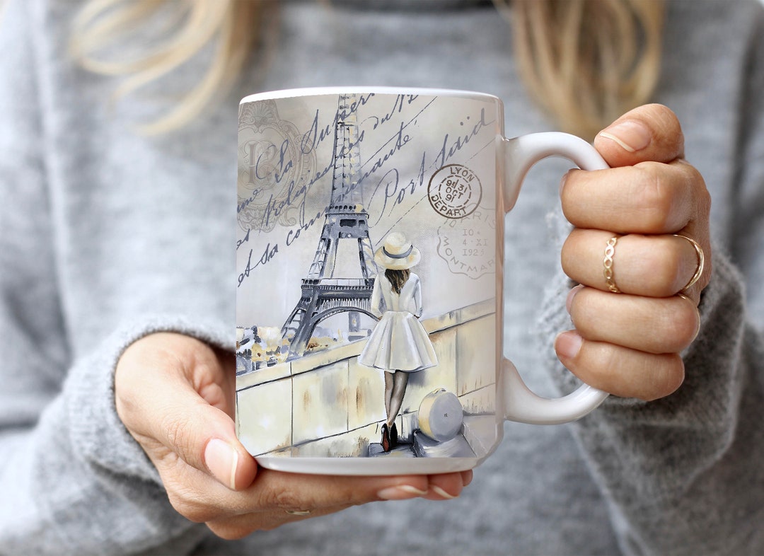 Vintage Paris Eiffel Tower Mug: Chic Handmade Artwork Tea Cup - Etsy