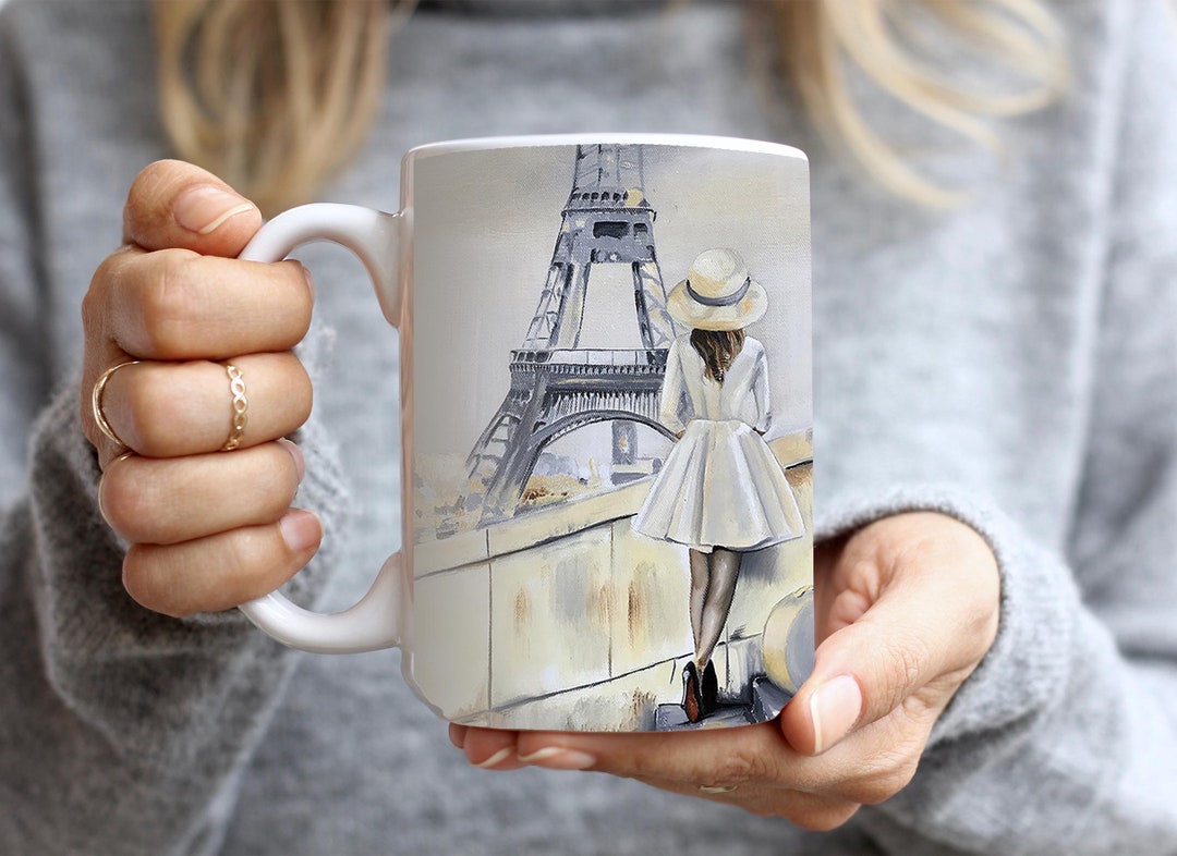 Eiffel Tower Coffee Mug, Paris Painting, Handmade Artwork, Tea Cup ...