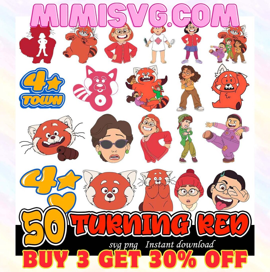 Turning Red Clipart Svg PNG, Turning Red Cake Topper, Birthday Party ...