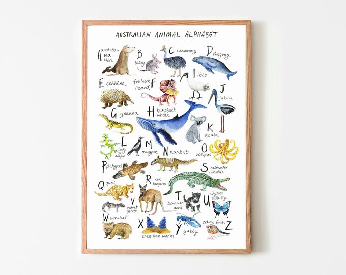 Alphabet Nursery Art Animal Poster ABC Australian Animal - Etsy Australia