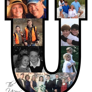 8x10 Alphabet Multi Photo Collage Family Name Digital Personalized Gift ...