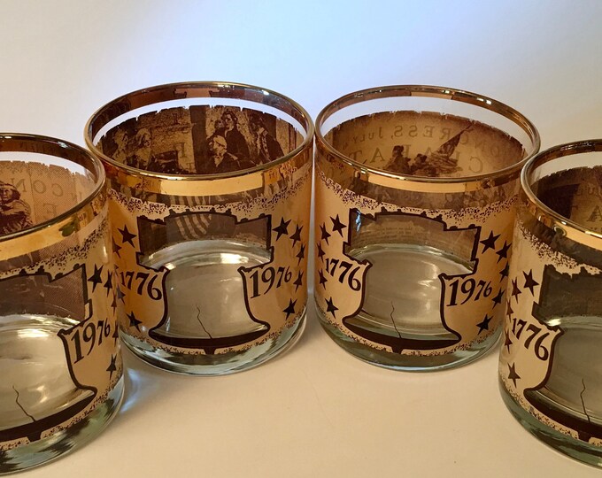 Set of Four Vintage Bicentennial 1776 1976 Liberty Bell Glasses ...