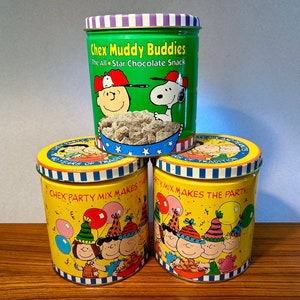 Vintage Chex Party Mix and Peanuts 40 Years of Tradition and chex Muddy Buddies Tins Price is ...