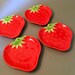 Set of Four Red Strawberry Shape 6-inch Plates Accented With Green Stem ...