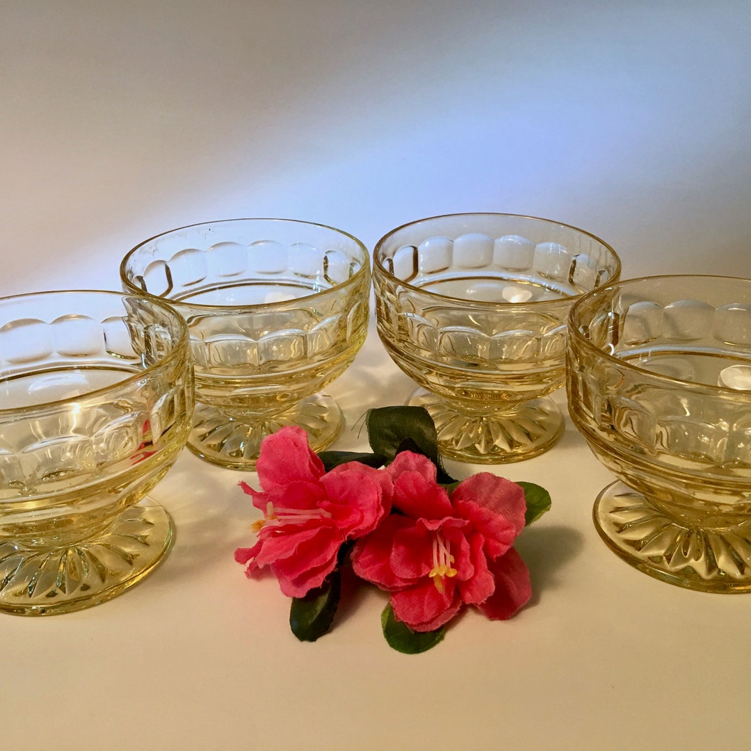 Set of Four Vintage Amber Glass Sherbet Footed Bowls - Etsy