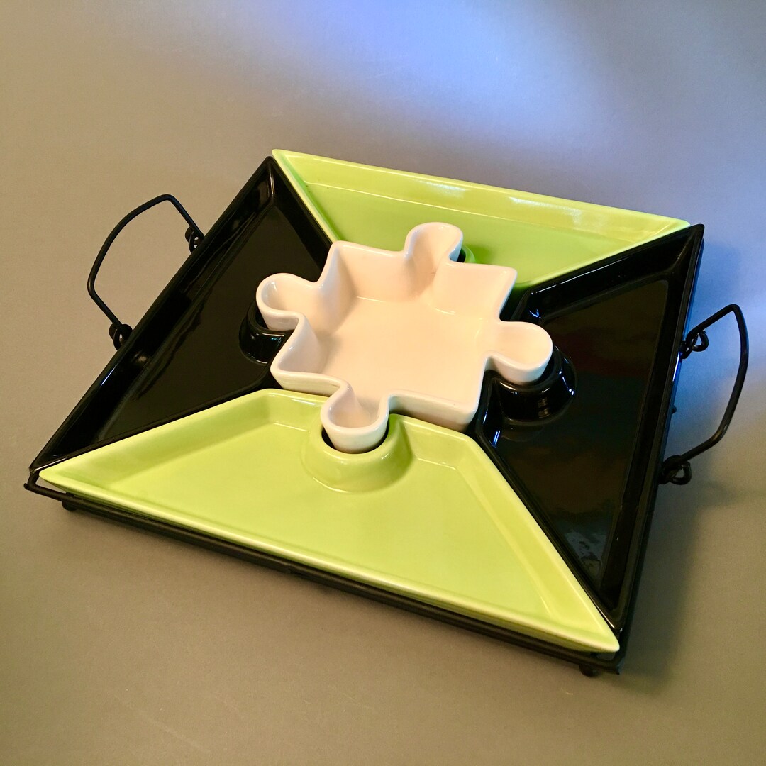 Unique Jigsaw Puzzle Serving Platter From Bella Casa by Ganz With 5 ...