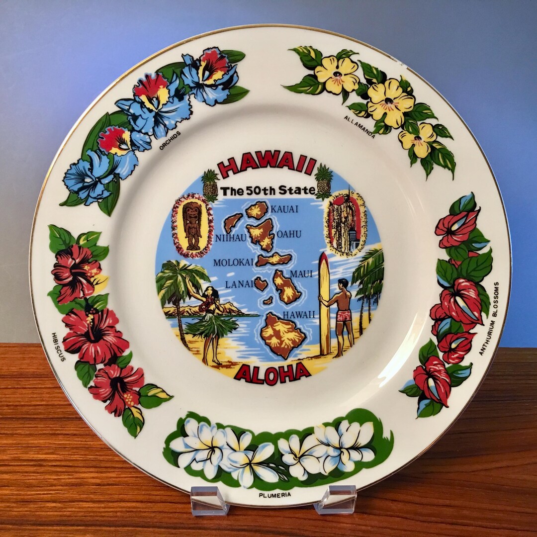 Vintage "aloha Hawaii, the 50th State" Display Plate Made in Japan ...
