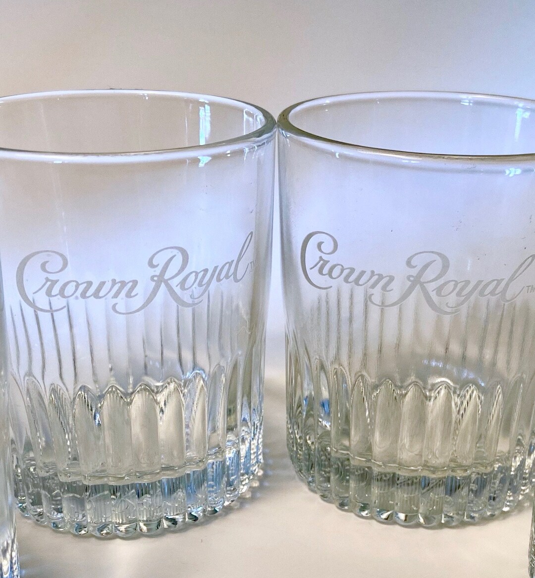 Pair of Crown Royal Elegant Etched Lowball Rocks Glasses - Price ...