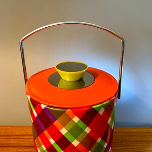 Mod Retro Colorful Plaid Vinyl Ice Bucket With Handle - Etsy
