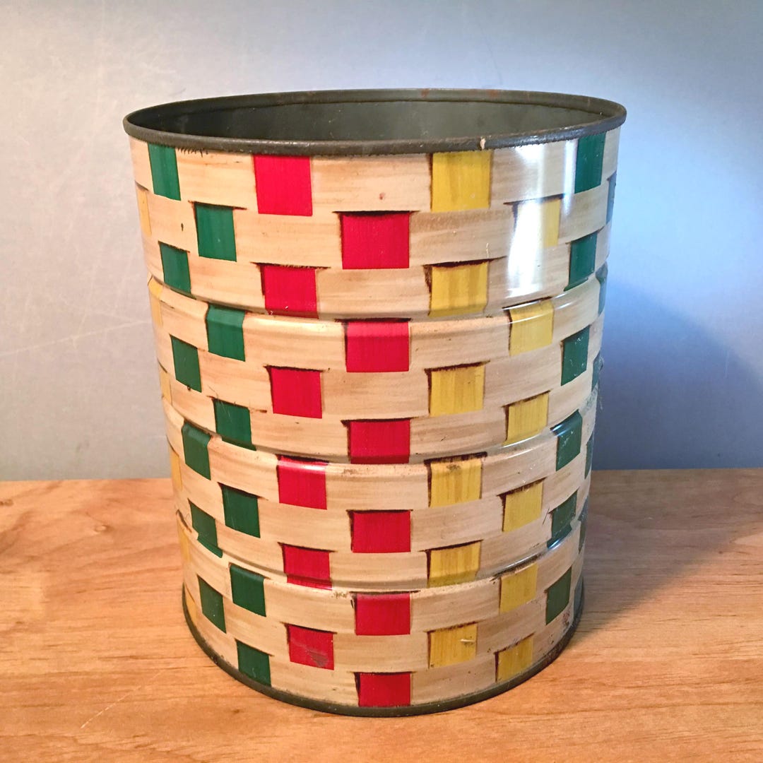 Vintage Folgers Coffee Tin Container With Basket Weave Design Without ...