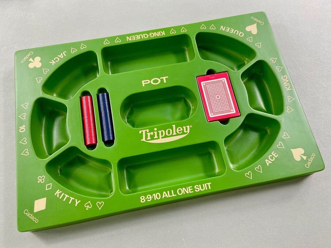 1968 Tripoley Game Tray With Chips and Cards in Original Box by Cadaco ...