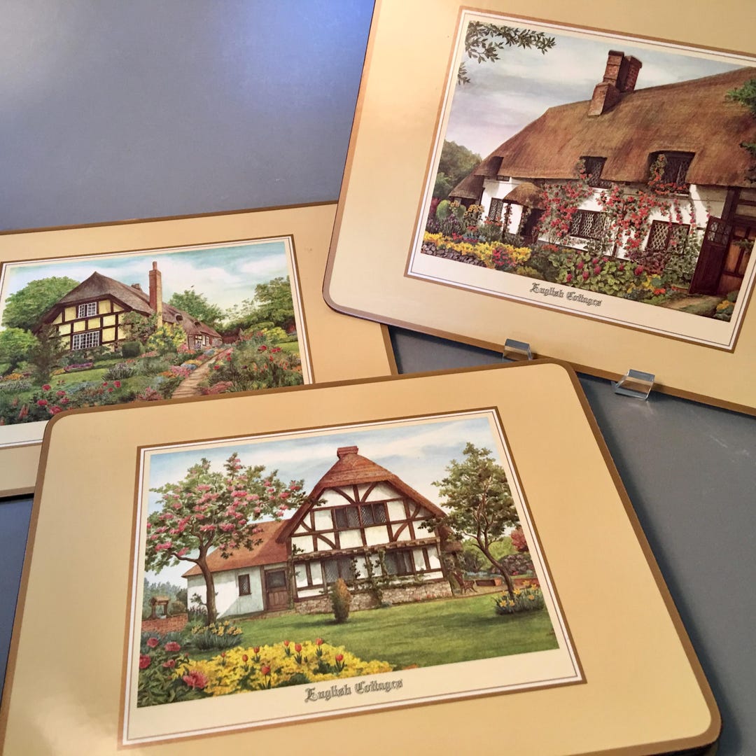 Set of Six Vintage Pimpernel "english Cottages" Thick Cork Backed ...