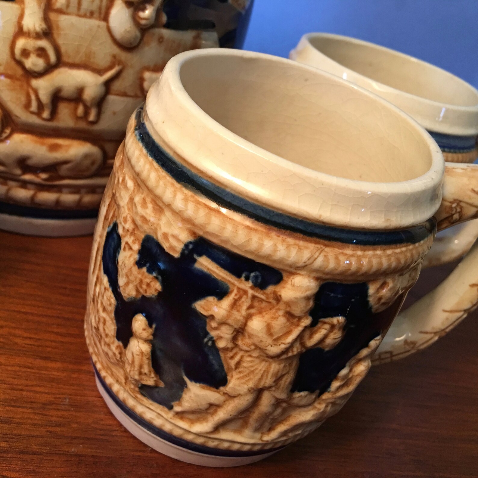 Vintage Pitcher Set With Three Stein Mugs Made in Japan - Etsy
